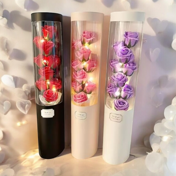 LED Red flower Gift bouquet – Red Centre Gift Baskets